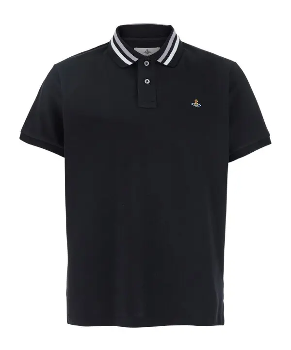 VIVIENNE WESTWOOD Orb Embroidered Short-sleeved Polo Shirt - Black
