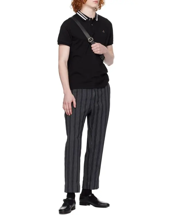 VIVIENNE WESTWOOD Orb Embroidered Short-sleeved Polo Shirt - Black
