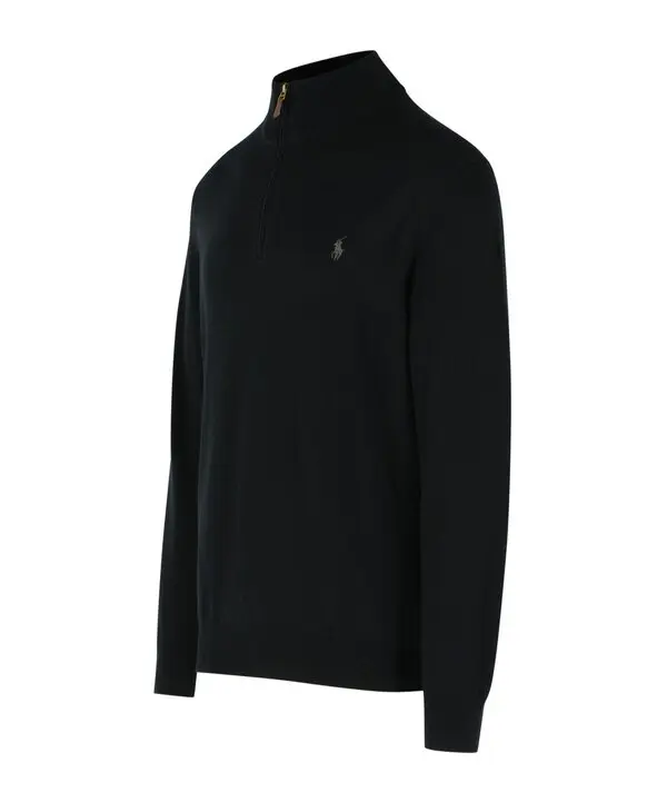 Polo Ralph Lauren Half-zip Jumper With Embroidered Pony - Black