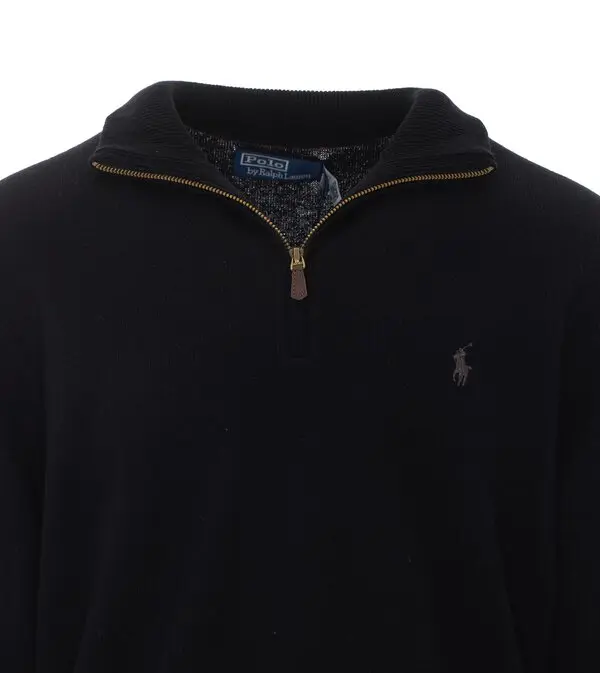 Polo Ralph Lauren Half-zip Jumper With Embroidered Pony - Black
