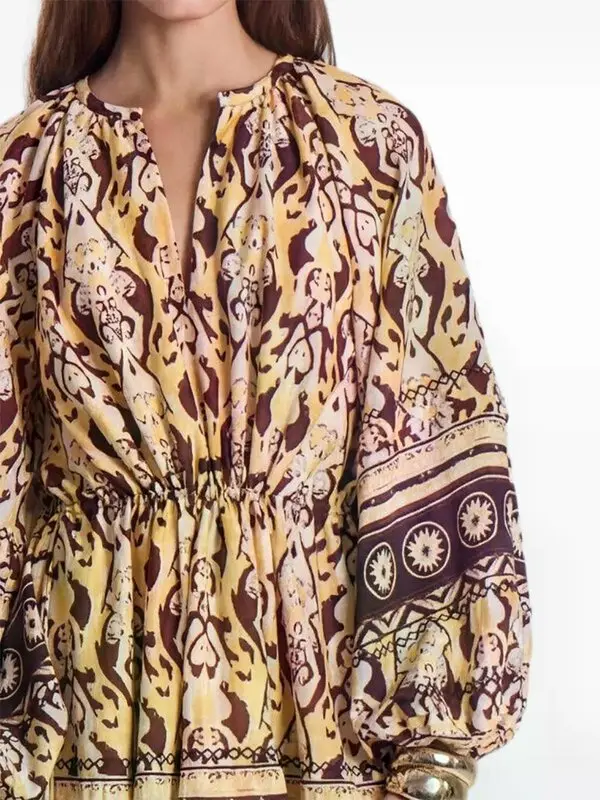 MARIA CHER Delancey Vito Graphic Print Mini Dress - Yellow