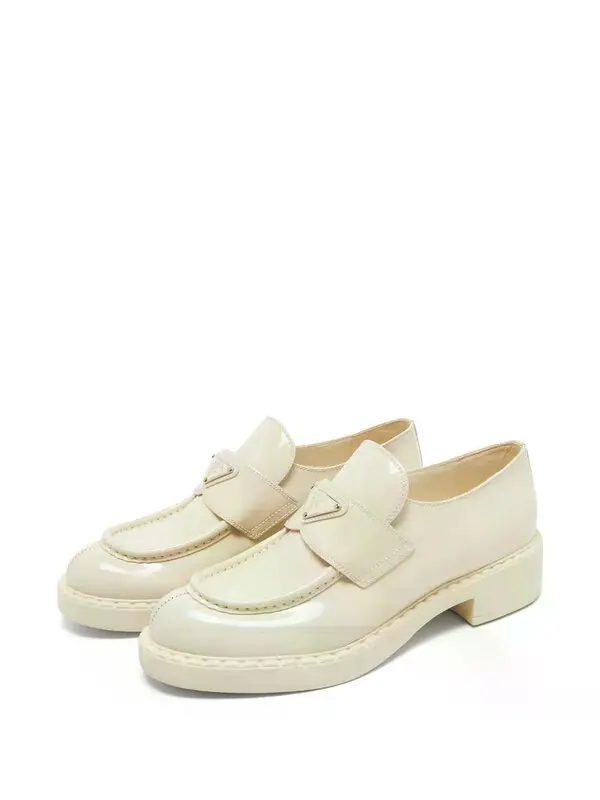 Prada Logo Plaque Patent Loafers
