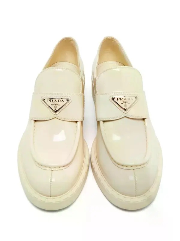 Prada Logo Plaque Patent Loafers