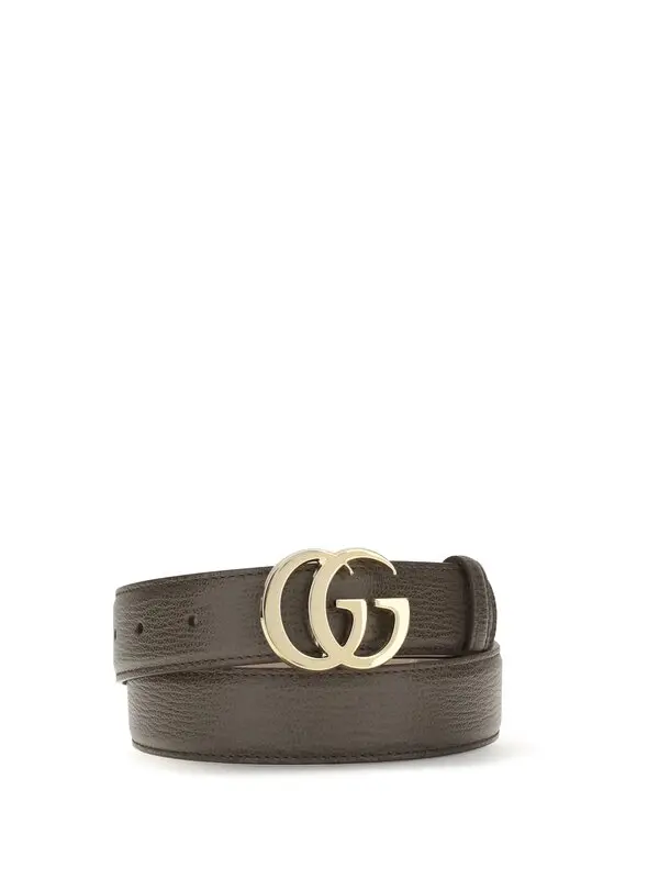 Gucci Leather Belt With Gold-tone Gg Logo - Brown