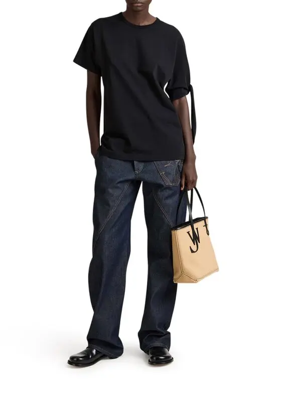 JW Anderson Cotton T-shirt With Knotted Sleeves - Black