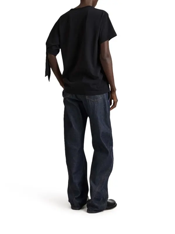 JW Anderson Cotton T-shirt With Knotted Sleeves - Black