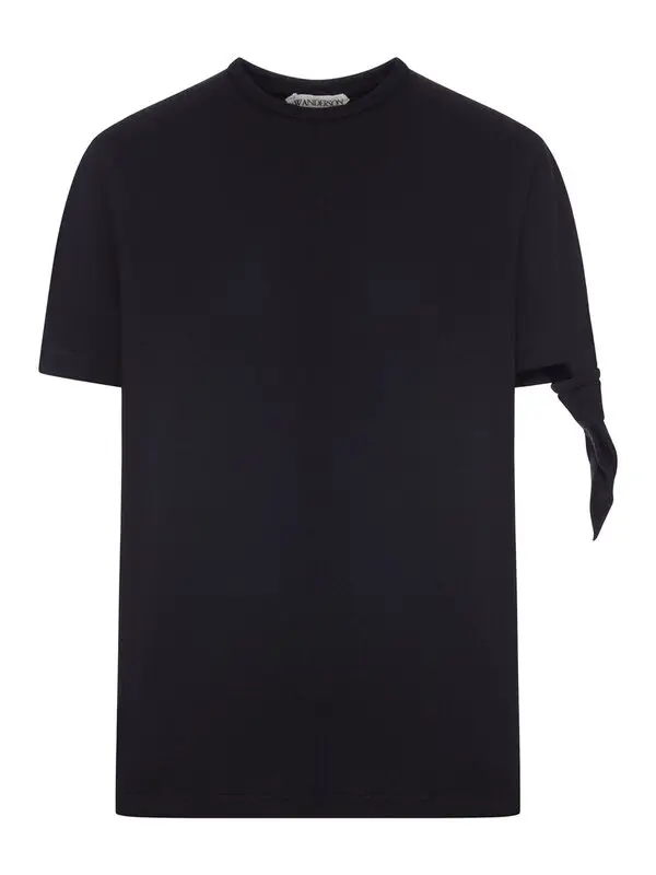 JW Anderson Cotton T-shirt With Knotted Sleeves - Black