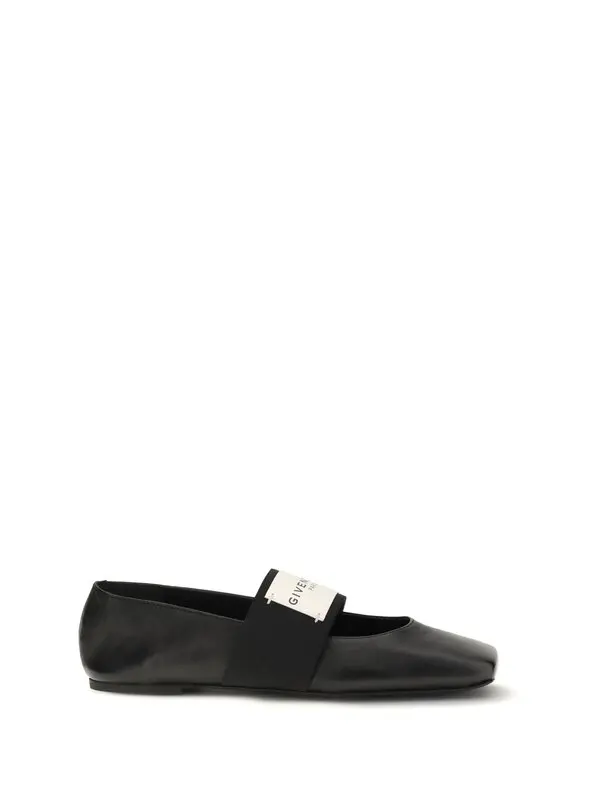 Givenchy Leather Sliced Square Ballerinas - Black