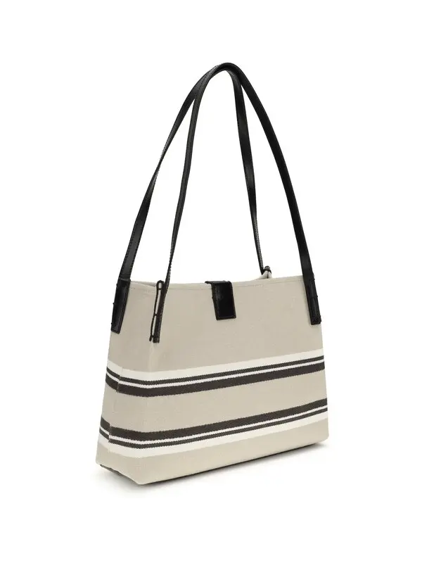 Balmain Canvas Shoulder Bag With Jacquard Logo - Multicolor