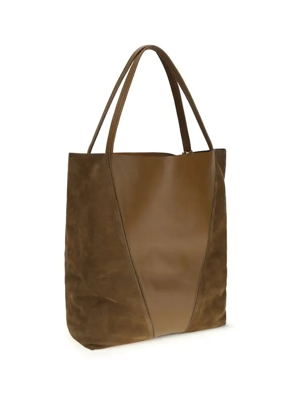 Chloé Spin Tote Bag In Leather And Suede - Brown