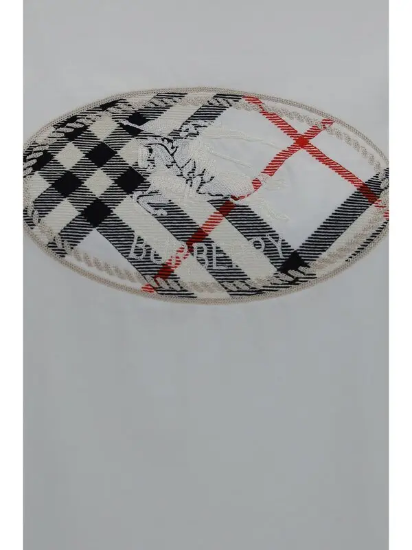 Burberry Cotton T-shirt With Embroidered Check Flag Motif - White
