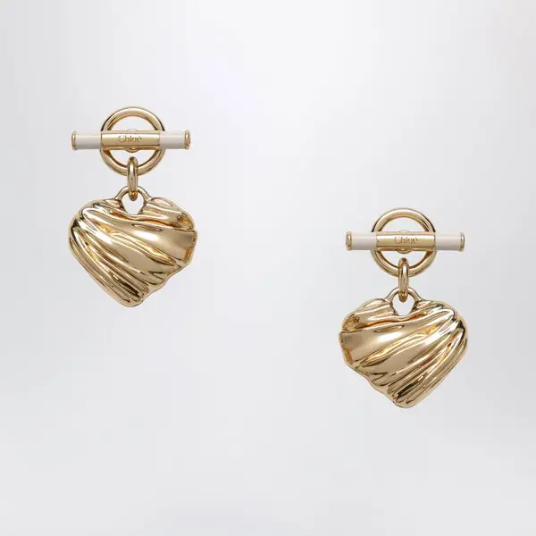 Chloé Heart Shaped Dangle Earrings In Brass - Silver