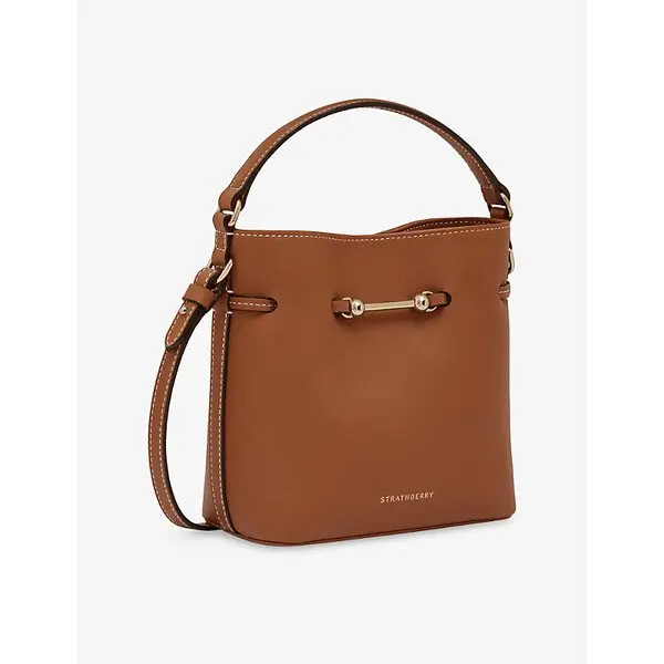 Strathberry Corda Mini Leather Bucket Bag - Chestnut