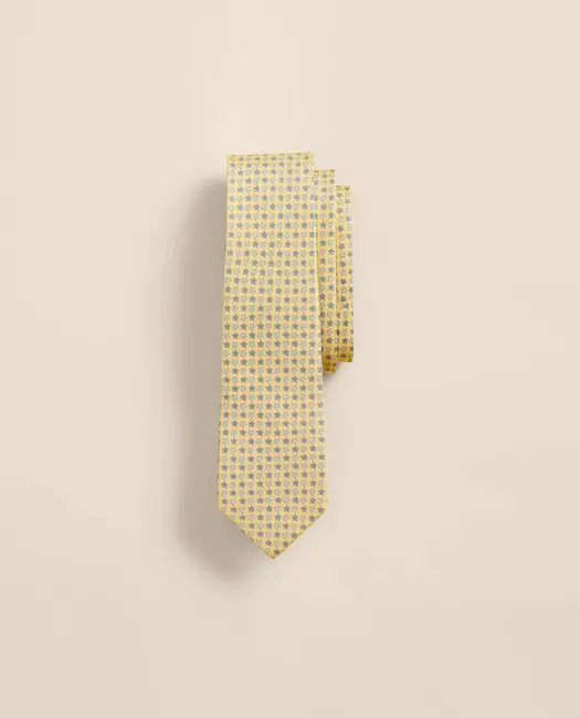 Brooks Brothers Silk Mini Starfish Neck Tie - Yellow