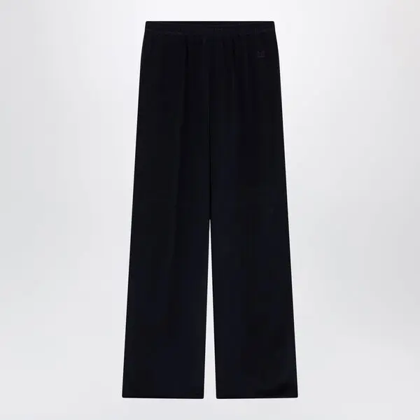 Max Mara Navy Silk Relaxed Trousers - Blue