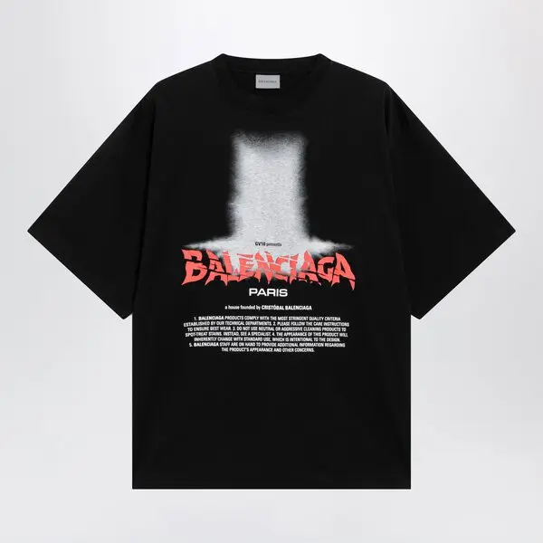 Balenciaga The Door' Oversized Cotton T-shirt - Black