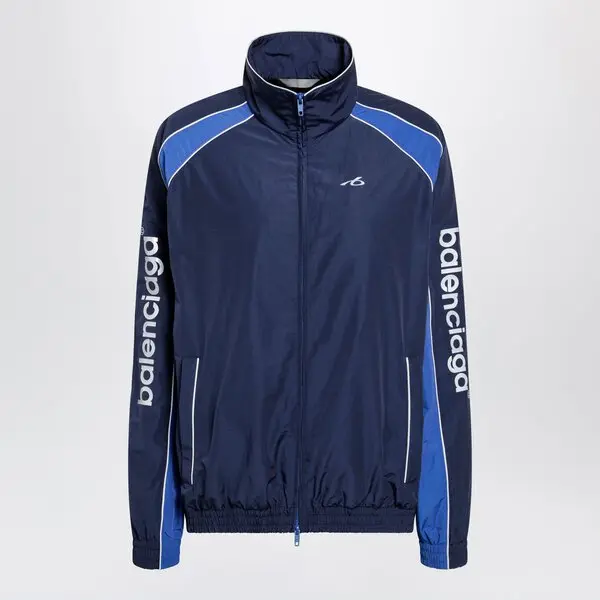 Balenciaga Navy Cotton Blend Techwear Zip-up Jacket - Blue