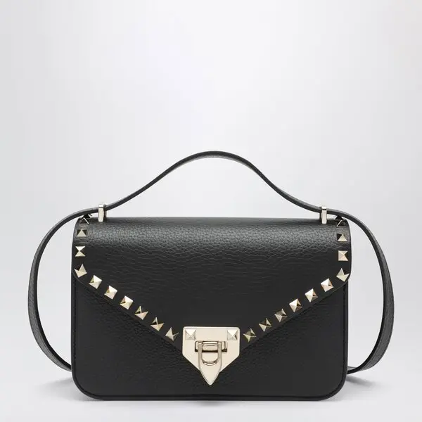 Valentino Garavani Rockstud Crossbody Bag In Calfskin Leather - Black