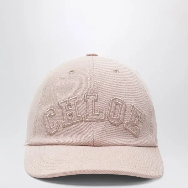 Chloé Baseball Cap In Cotton Denim - Pink