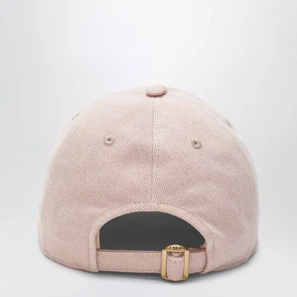 Chloé Baseball Cap In Cotton Denim - Pink