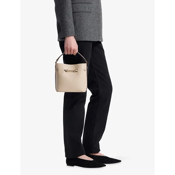 Strathberry Corda Mini Leather Bucket Bag - Oat
