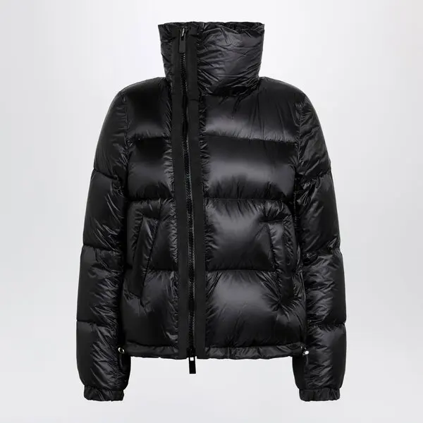 Sacai Cropped Padded Down Jacket With Asymmetrical Zip - Black