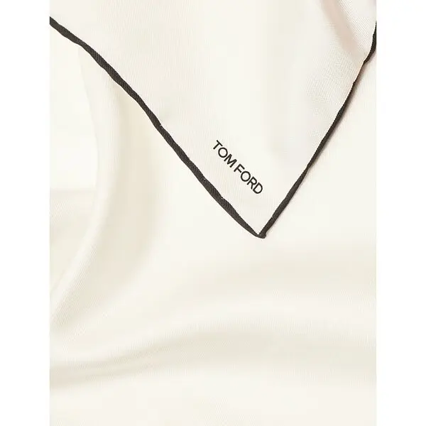 TOM FORD Contrast-border Logo Silk Pocket Square