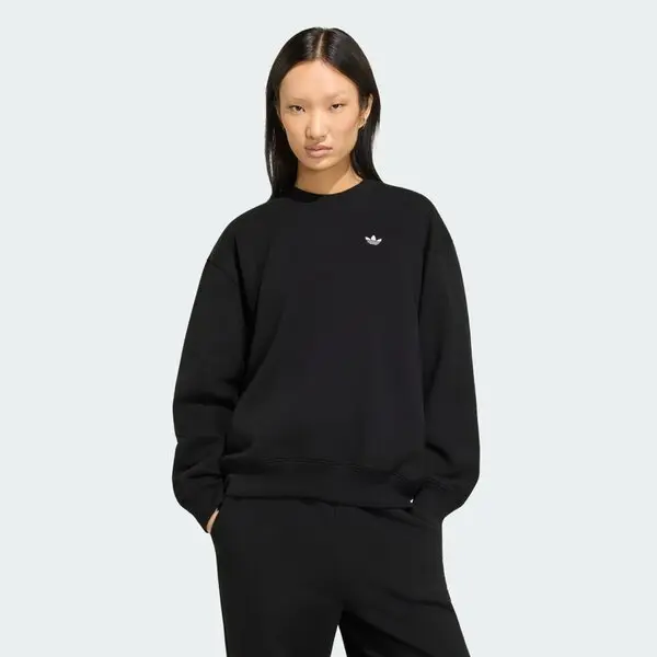 Adidas Essentials Crew Long Fleece Os Sweatshirt - Black