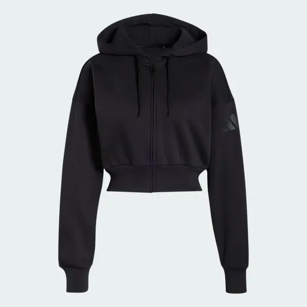 Adidas Essentials Contemporary Fleece Full Zipper Hooded Jacket - Black