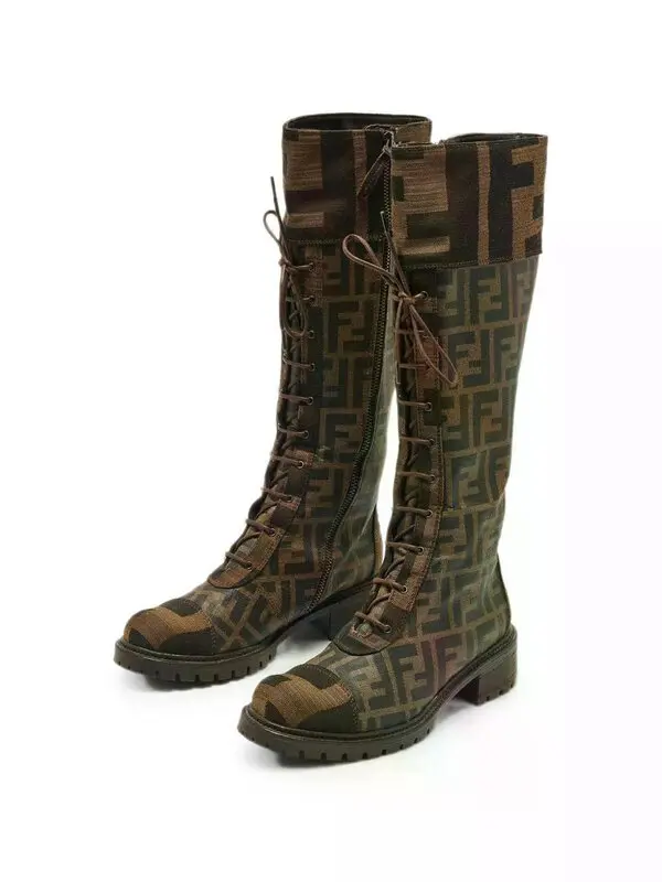 Fendi Mania Ff Motif Lace-up Knee-length Boots