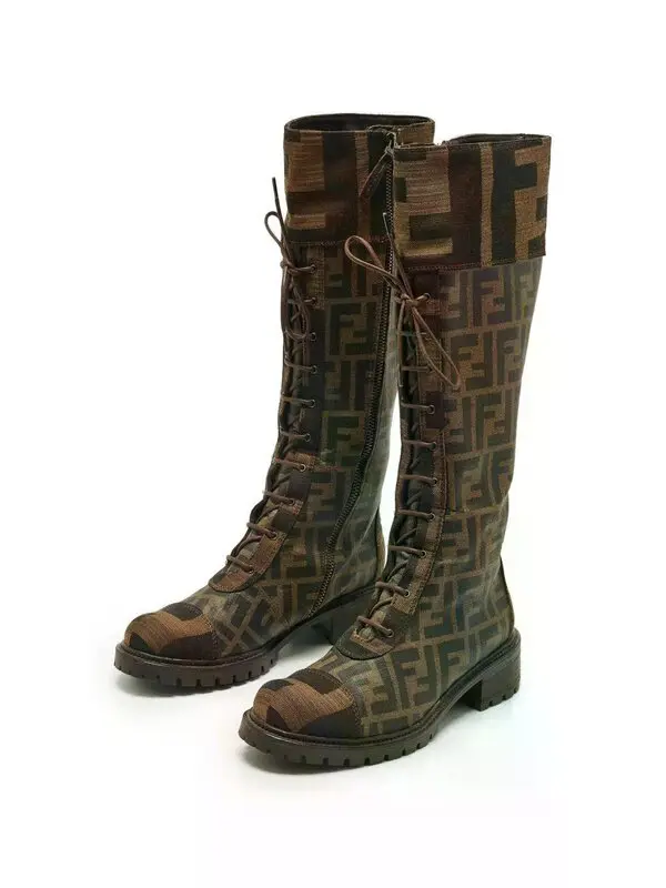 Fendi Mania Ff Motif Lace-up Knee-length Boots