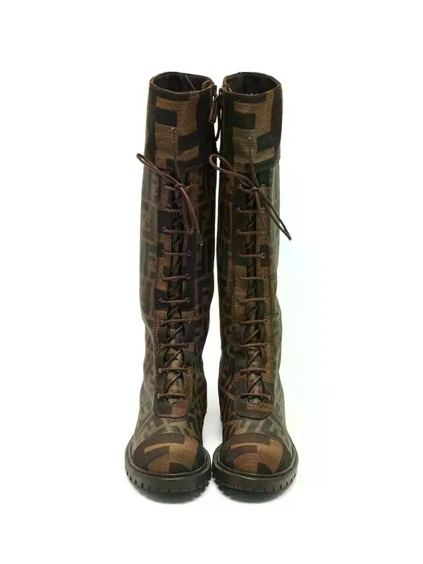 Fendi Mania Ff Motif Lace-up Knee-length Boots