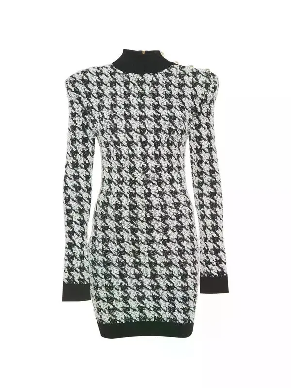 Balmain Houndstooth Tweed Dress - Black