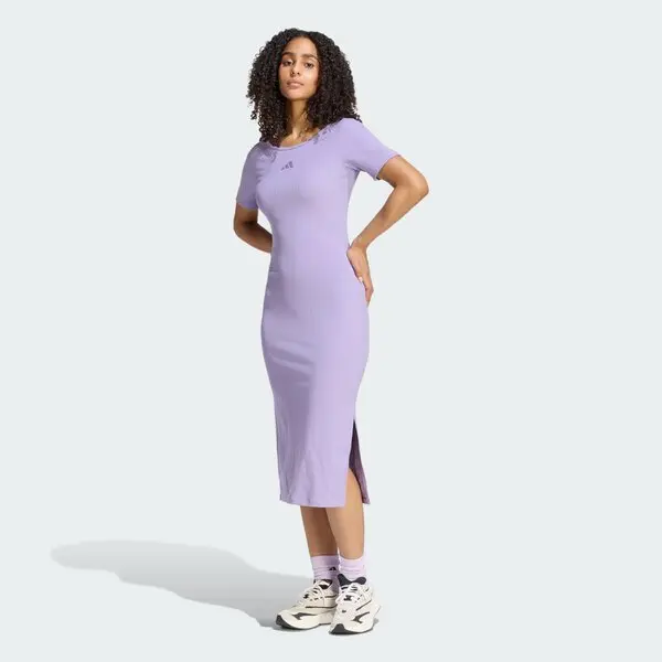 Adidas Kit Small Logo Rib Midi Dress - Magic Lilac
