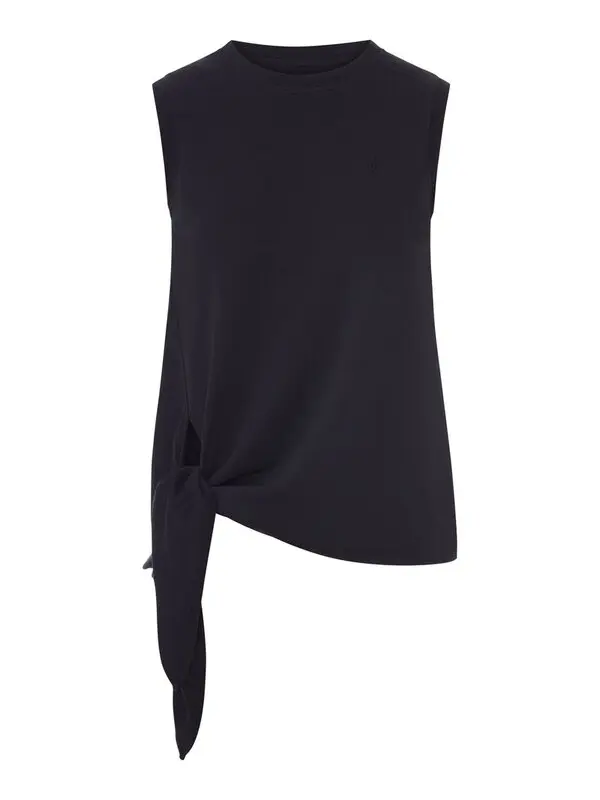 JW Anderson Cotton Tank Top With Knotted Hem - Black