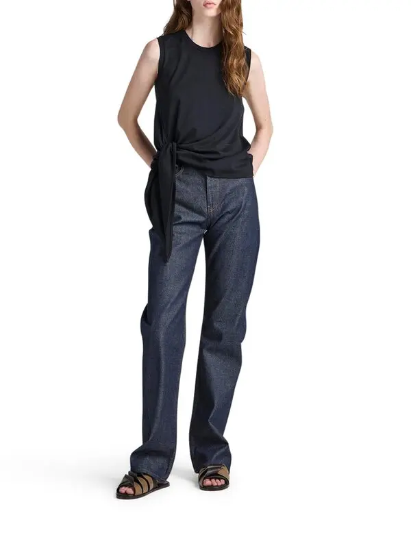 JW Anderson Cotton Tank Top With Knotted Hem - Black
