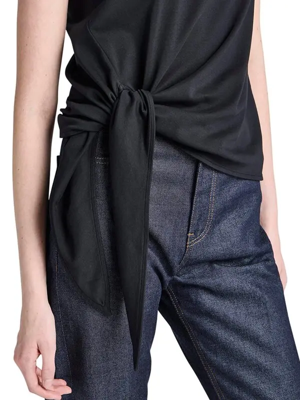 JW Anderson Cotton Tank Top With Knotted Hem - Black