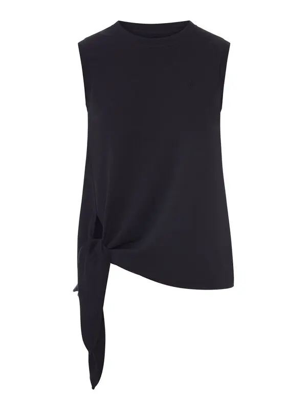 JW Anderson Cotton Tank Top With Knotted Hem - Black