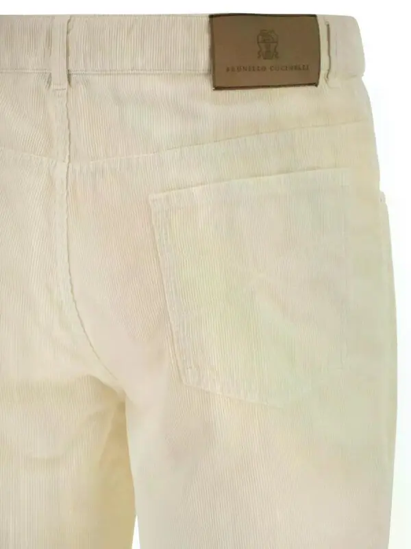 Brunello Cucinelli Beige Corduroy Straight Leg Trousers