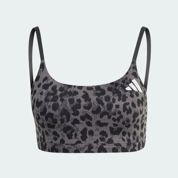 Adidas Optime Essentials 3-stripes Leopard Light Support Bra - Earth Strata