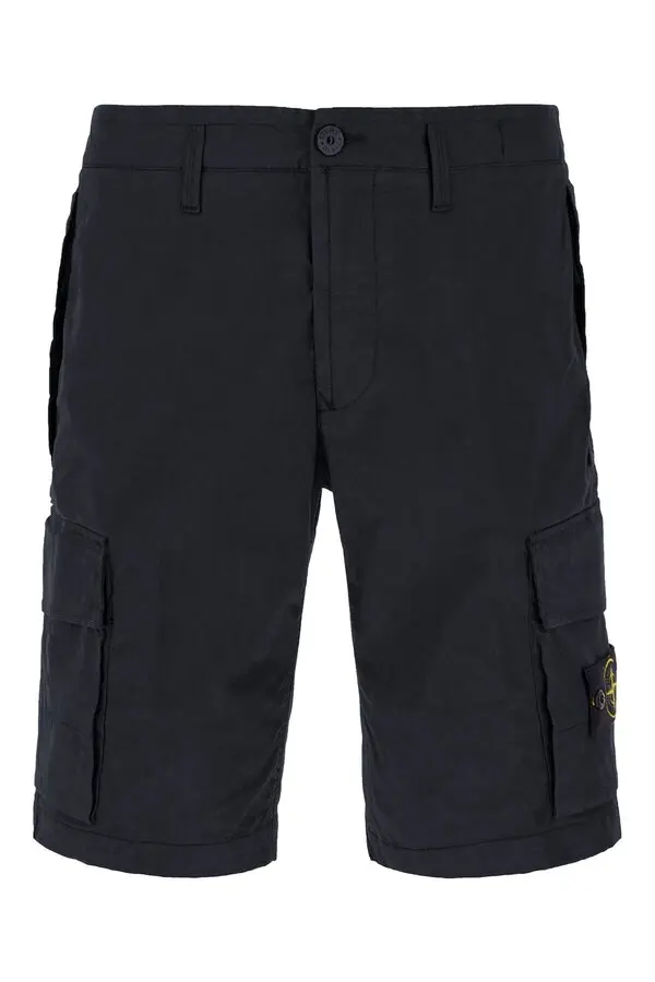 Stone Island Cargo Shorts With Logo Badge - Multicolor