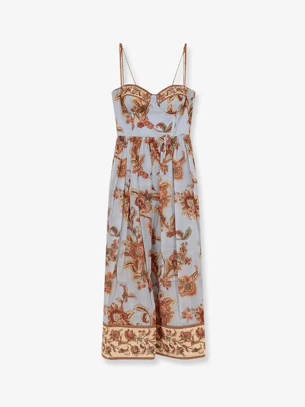 Zimmermann Aster Corset Cototn Midi Dress