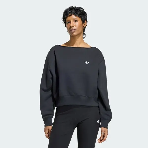 Adidas Essentials Fleece Boatneck Sweatshirt - Black