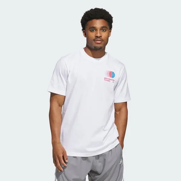 Adidas World Wide Hoops Classic Graphic T-shirt - White