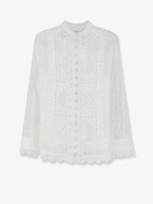 Zimmermann Aster Embroidered Cotton Shirt - Cream
