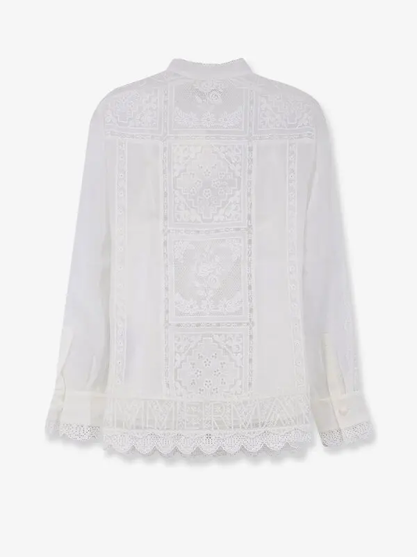 Zimmermann Aster Embroidered Cotton Shirt - Cream