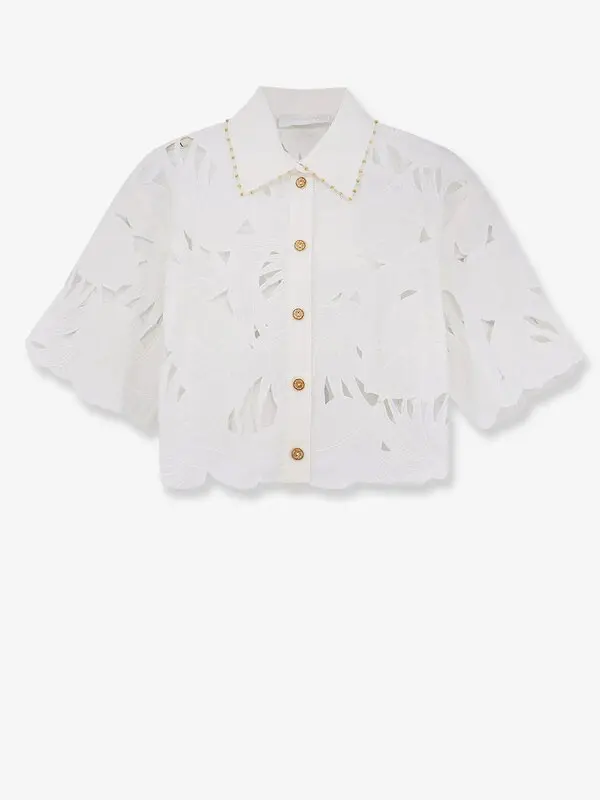Zimmermann Mahon Embroidered Cotton Shirt - Cream