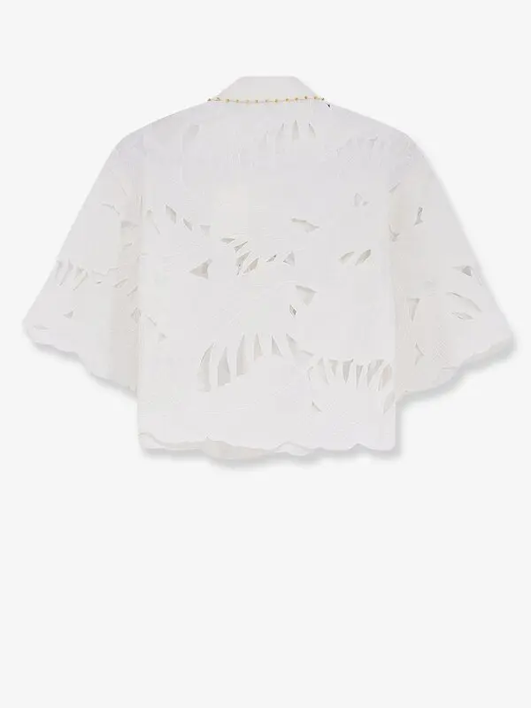 Zimmermann Mahon Embroidered Cotton Shirt - Cream