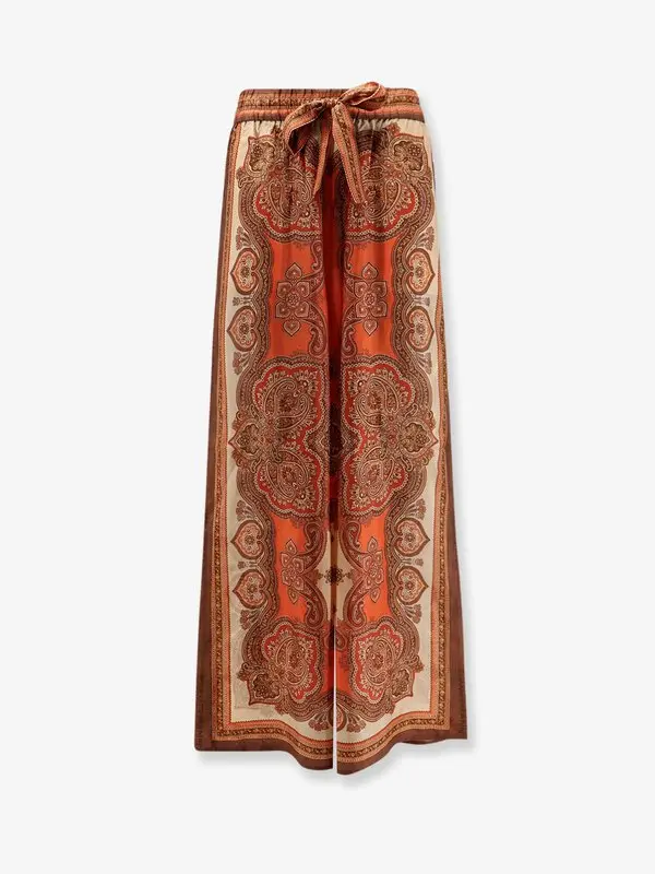 Zimmermann Mahon Silk Trousers With Paisley Print - Multicolor