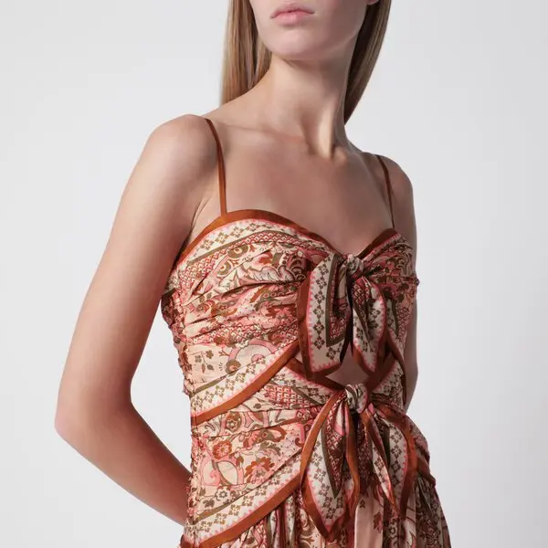 Zimmermann Aster Midi Dress With Silk Scarf Detail - Multicolor